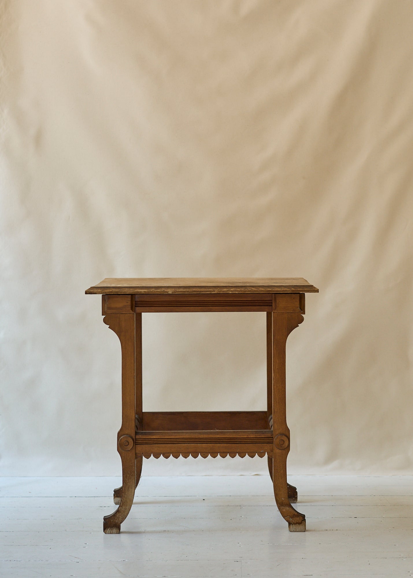 Antique Oak Side Table with Carved Details – FORESTBOUND